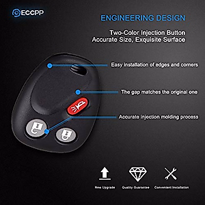 ECCPP 2X Key Fob CASE Keyless Entry Remote Control Car Replacement for Chevy Silverado for Suburban for Avalanche series SSR Tahoe Equinox for Buick for Pontiac for Cadillac for Saturn 03-07 LHJ011B