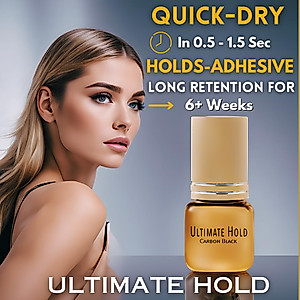 Sensitive Eyelash Extension Glue Ultimate Hold - Cyanoacrylate-Free, 3ml, Low Fume, 0.5-1.5 Sec Drying, Up to 6-Week Retention - Professional Adhesive for Semi-Permanent Lashes (Black)