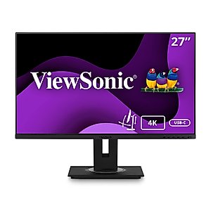 ViewSonic VG2756-4K 27 Inch IPS 4K Docking Monitor with 90W USB C, RJ45, HDMI, Display Port (Renewed)