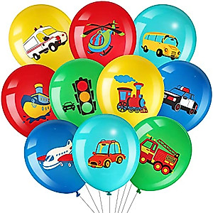 40 Pack Transportation Party Balloons Decorations Traffic Balloons Vehicle Latex Balloons Transport Party Supplies for Boys Kids Baby Shower Birthday Decoration