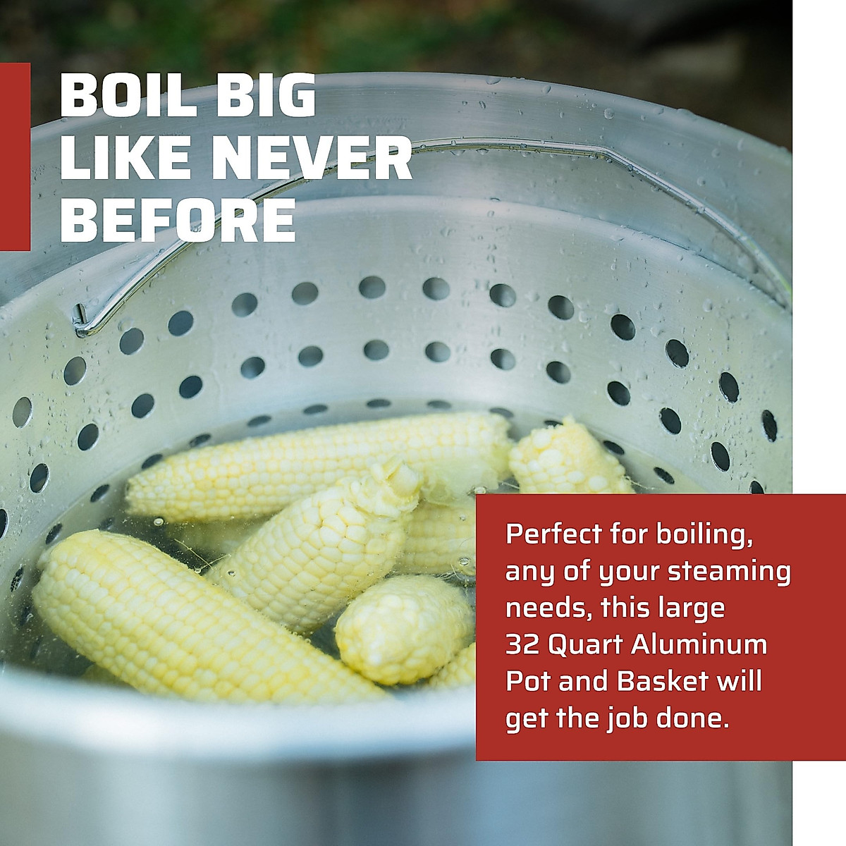 Camp Chef Aluminum Pot & Basket - Includes Lid, Basket & Removal Hook - Perfect for Boiling, Simmering & Steaming - Easy-to-Clean Cooking Pot - 32 Quart Pot