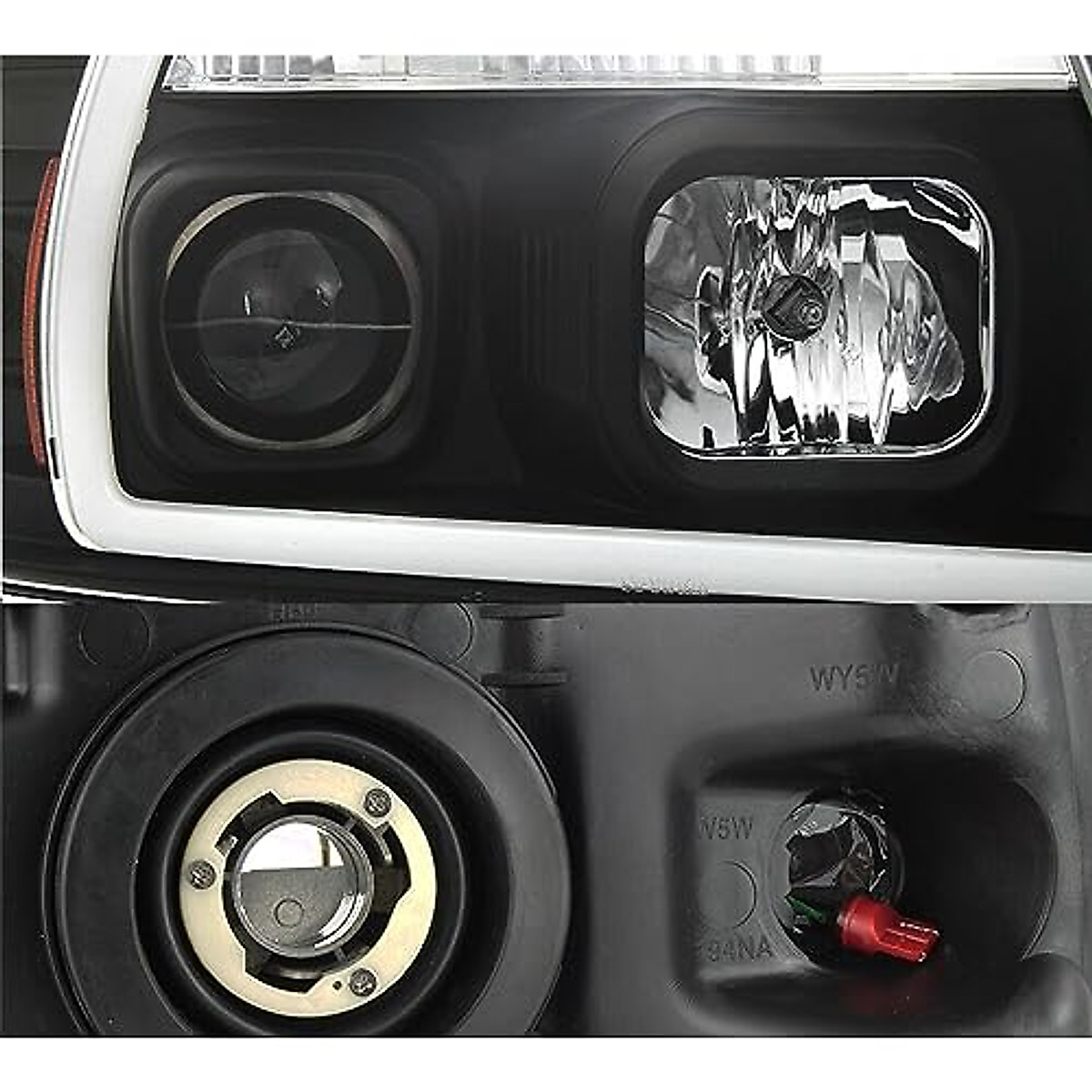 HH Building 2pcs Headlight Front Left Right Side Clear Lens Black Housing LED Extended Full Drl Tube Projector Headlights 7L3Z13008DA 5_444-FF15004V2-LB-BK B2204A0B2206A_2004_2005_2006_2007_2008_A30