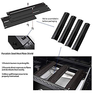 DcYourHome Universal Adjustable Porcelain Steel Heat Plate Shield, Grill Replacement Parts, Heat Tent, Burner Cover,Flavorizer Bar Flame Tamer for Gas Grill, Extends from 11.75" up to 21" L （5 Pack）
