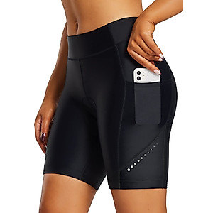 BALEAF Women's Cycling Shorts 4D Padded Bike Shorts Bicycle Biking Gear 7" Biker Shorts with Pockets UPF50+ Black L