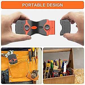 BSUXMAFG Razor Blade Scraper, 2PCS Razor Scraper Tool, 2-in-1 Razor Scraper Set with 30Pcs Razor Blades, for Removing Label, Registration Sticker, Tint, Grease from Windshield, Appliance, Glass