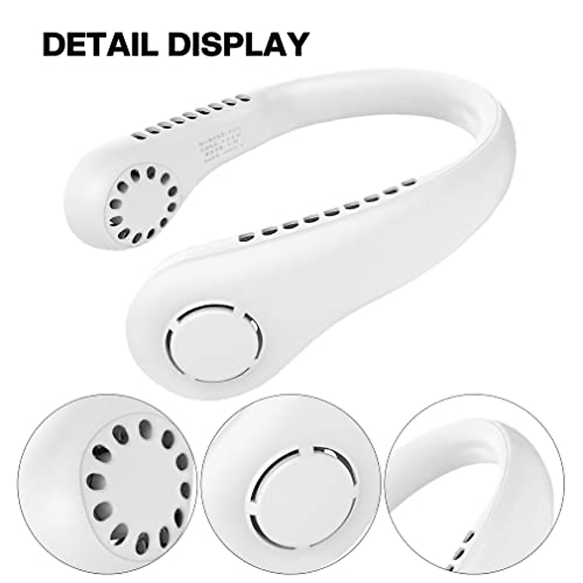 Caripeloy Portable Bladeless Hanging Neck Fan 3000 mAh Battery Operated Hands Free Personal Cooling Fan,USB Powered Desk Fan, 3 Speeds for Office Sports Traveling Outdoor