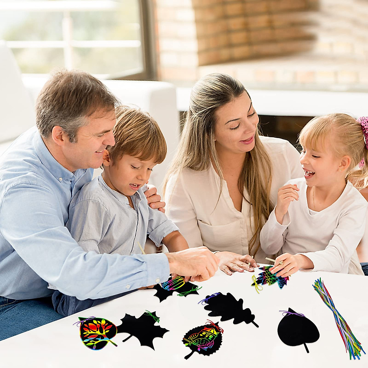 50 Pcs Scratch Art for Kids Fall Leaves, Fall Crafts for Kids Rainbow Scratch Paper for DIY Craft Autumn Decoration DIY Crafts Halloween Thanksgiving Gift