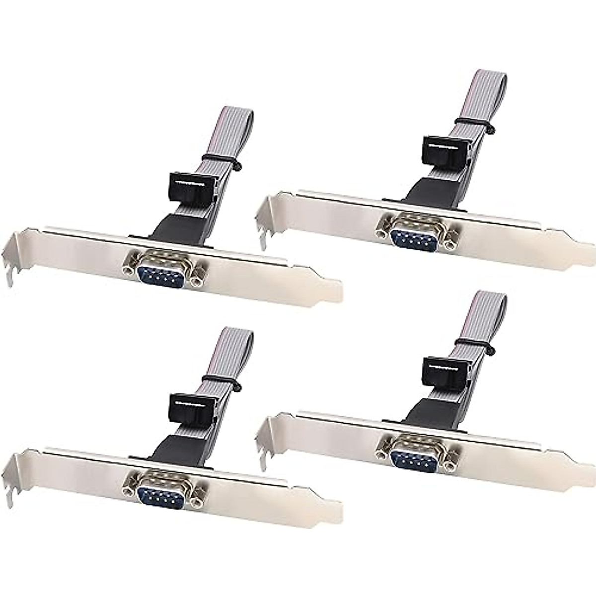 zdyCGTime 1Port DB9 RS232Serial Port Bracket to 10 pin HeaderRibbon Cable Connector Adapter, DB9 Serial Male to 10P Motherboard Header Panel Mount Cable Serial Port Bracket (12in 4Pcs) (1 Port)