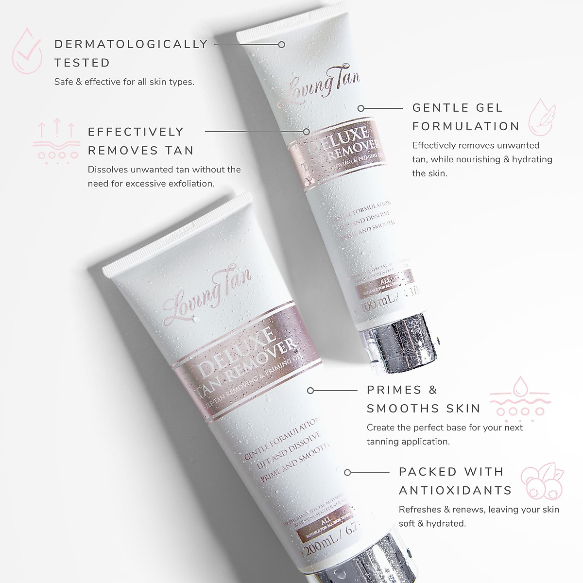 Loving Tan Deluxe Tan Remover Gel - Effective & Gentle Self Tanning Remover, Self Tanner Remover Suited for All Skin Types - Cruelty Free, Sulphate, Paraben & PEG Free - 3.3 Fl Oz