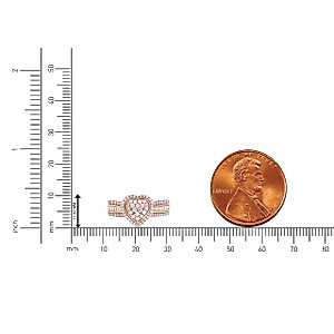 DZON Sterling Silver with Rose Gold Plating 1/2Ct. TDW. Round Diamond Composite Heart Frame Engagement Ring Love Gift for Women(I-J,I2) 6