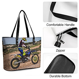 Womens Handbag Motorcycle Motocross Leather Tote Bag Top Handle Satchel Bags For Lady