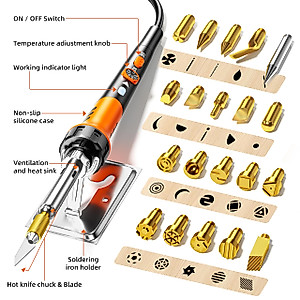 Wood Burning Kit,72 pcs Wood Burning Tool with Adjustable Temperature 200~450°C, Wood Burner Tools Set with Pyrography Pen for Embossing Carving DIY Adults Crafts Beginners