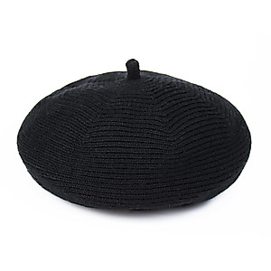 French Style Beret Hats for Women Knit Artist Hats Classic Solid Color Warm Beanie Hat