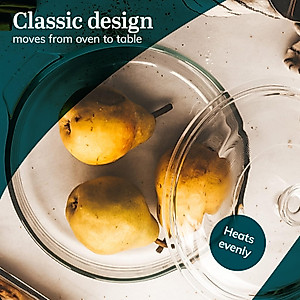 Libbey 56030 Baker's Basics 3-Piece Covered Casserole Dishes, Versatile Glass Baking Dishes for Oven, Clear Lead-Free Casserole Cookware