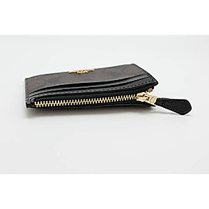 Coach Signature C Mini Skinny ID and Coin Case with Attached Key Ring (Brown/Black/Gold)