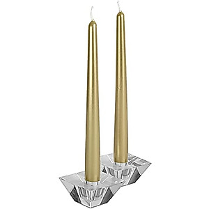 Hyoola Tall Metallic Cream Gold Taper Candles - 10 Inch - Dripless - 12 Pack - 8 Hour Burn Time