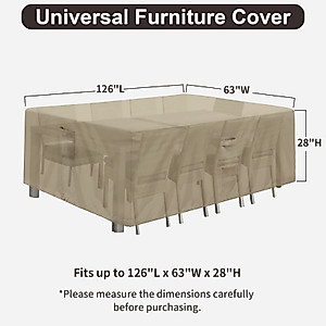 PureFit Patio Furniture Covers, Outdoor Table Furniture Cover Waterproof Rectangle, Patio Sectional Couch Set Cover for Deck, Lawn and Backyard, UV Resistant, 126"L x 63"W x 28"H, Camel