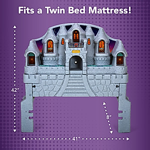Simplay3 Imagination Castle Headboard, Twin Size Plastic Castle Bed headboard for Toddlers, Kids and Girls with Princess Toy Play Storage Area, Gray & Pink, Made in USA