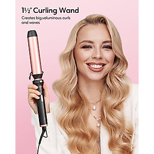 Wavytalk 5 in 1 Curling Iron,Curling Wand Set with Thermal Brush and 4 Interchangeable Ceramic Curling Wand(0.5”-1.5"),Instant Heat Up Wand Curler, Dual Voltage Curling Iron