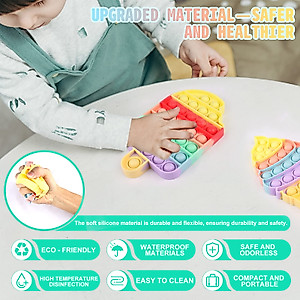 SYAEQ 2PCS Push Bubble Pop Fidget Sensory Toy, Autism Special Needs Silicone Stress Reliever Toy, Anti-Anxiety Squeeze Sensory Toy for Kids Teens Adults Girls Boys (IceCreamCone)