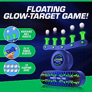 USA Toyz AstroShot Zero GSX Shooting Games for Kids - Nerf Compatible Glow in The Dark Floating Ball Targets for Shooting with Foam Blaster Toy Gun, 10 Floating Ball Targets, and 5 Flip Targets