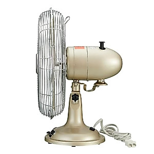 RUTIFY Vintage 12" Oscillation Table Fan - Brushed Nickel: 3-Speed & Tilted-Head Design for Retro Coolness!