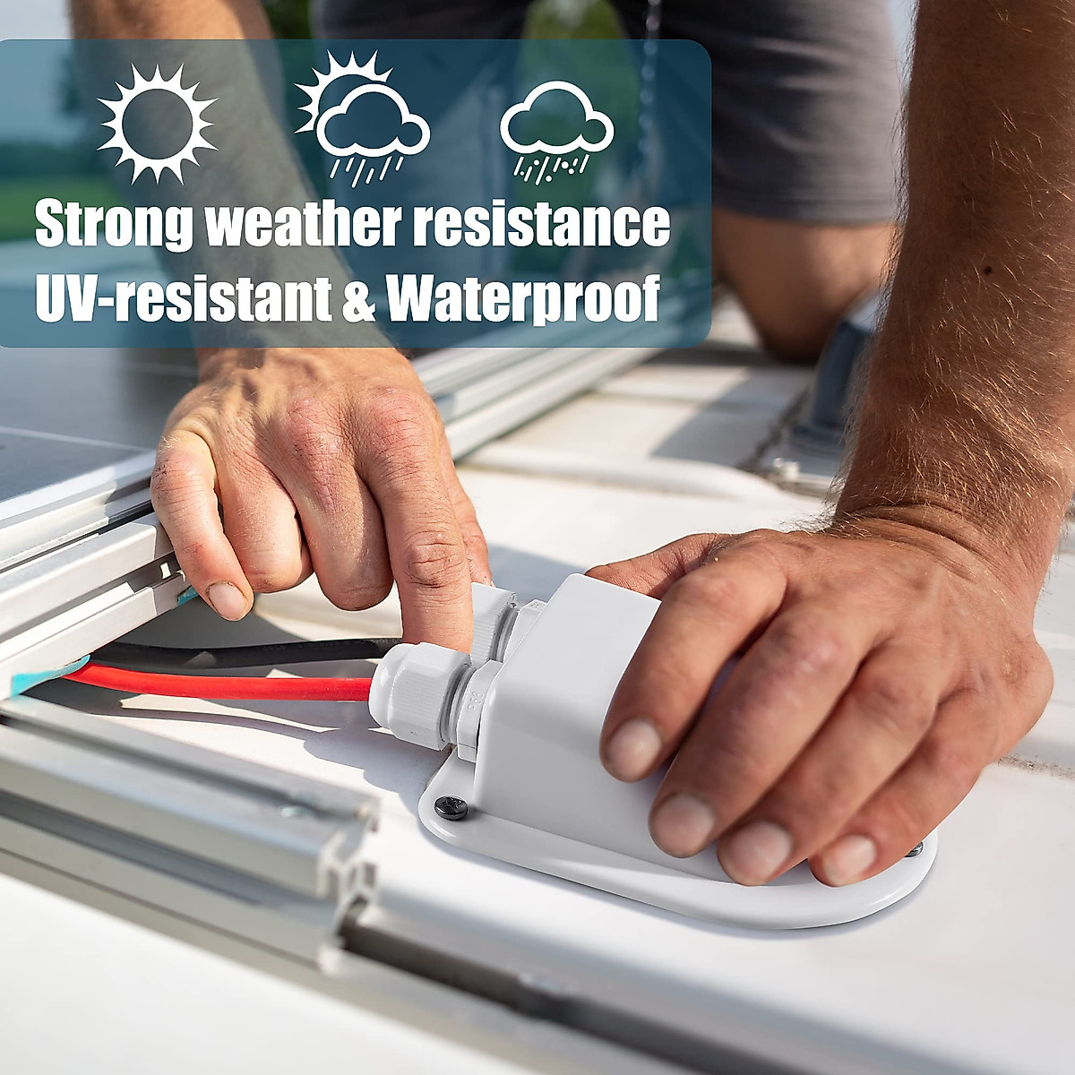 4 Pieces Solar Double Cable Entry Gland for All Cable Types 13AWG to 7AWG, RV Accessories Waterproof ABS Solar Dual Cable Entry Housing for RVBoatYachtRoofCamper Van