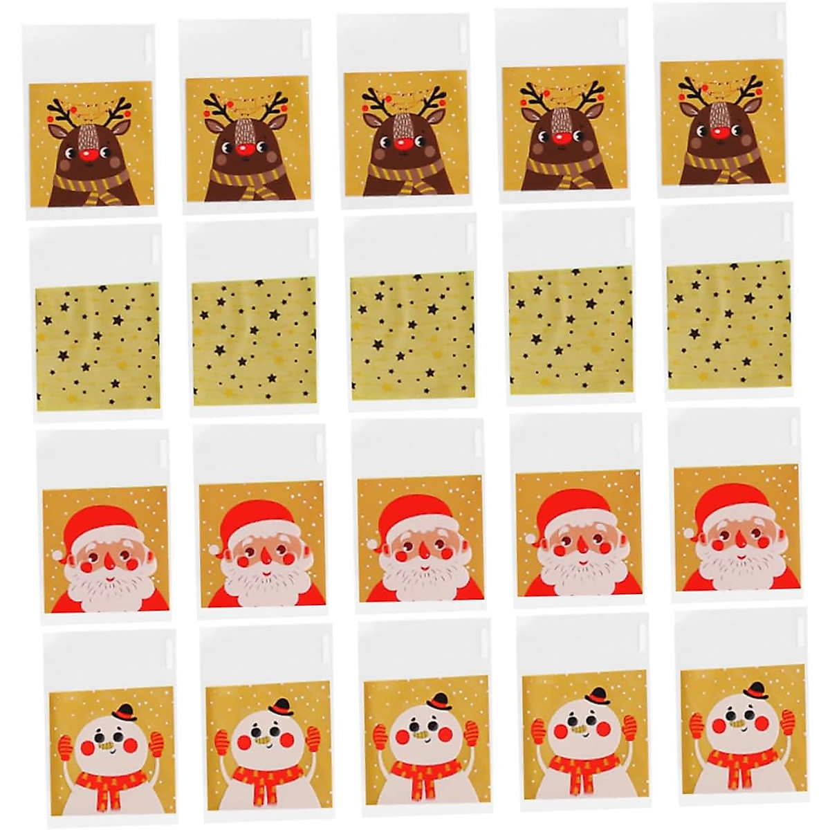 Cabilock 400pcs Baking Plastic Self-adhesive Bag Self Adhesive Biscuit Bag Christmas Treat Bags Cookie Gift Bags Plastic Packaging Bags Bake Bag Candy Bag Cookie Bag Elder or Baking Bag Red