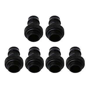 RDEXP Black Copper Fittings G1/4 Thread Soft Tube Barb Connector for Computer Water Cooling Part Set of 6
