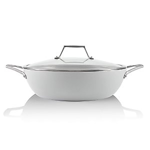 TECHEF - CeraTerra, 5 Qt / 12-in Ceramic Nonstick All Purpose Chef Pan with Cover, (PTFE and PFOA Free Ceramic Exterior & Interior), Oven & Dishwasher Safe, Made in Korea, Grey/Silver (5 Qt Chef Pan)