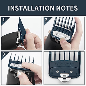 Yinke Clipper Guards Premium Cutting Guides for Wahl with Metal Clip #3171-500 - 1/8” to 1”- Fits Most Full Size Wahl Clippers (Blue)