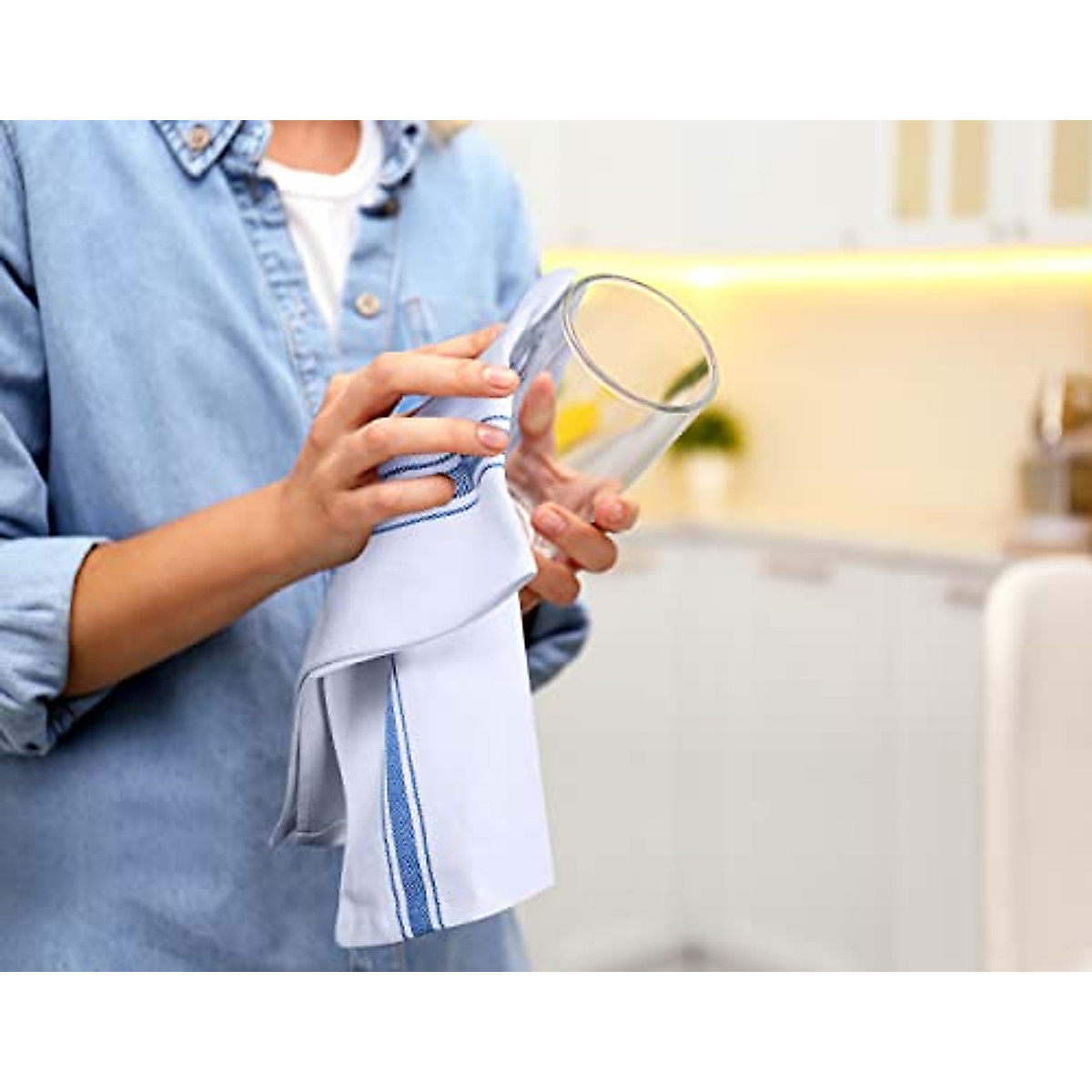 Utopia Towels 48X Pack Dish Towels (15 x 25 Inches)- 100% Ring Spun Cotton- Super Absorbent- Linen Kitchen Towels- Soft Reusable- Cleaning Bar, and Tea Towels Set (24X Blue & 24X Red)