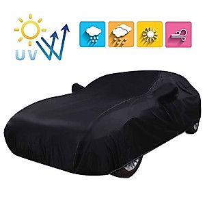 Dustproof Waterproof Car Cover Compatible With DS Automobiles DS3 CABRIO DS3 CROSSBACK DS4 CROSSBACK DS5 DS7 CROSSBACK Sun Protection Against Rain Snow Windy ( Color : Black , Size : DS7 CROSSBACK )
