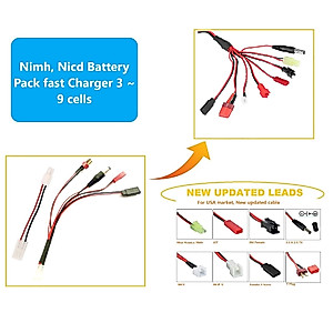 Szwisechip Delta Peak Detection NiMH/NiCd Battery Charger 3.6V-10.8V Airsoft Batteries, RC Car, RC Truck, Air Gun,RC Airplanes, for Standard/Mini Tamiya, JST, T Plug, JR FUTABA...