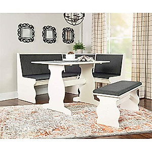 Riverbay Patio Conversation Indoor 3 Piece Kitchen Corner Nook Table Booth Bench Breakfast Dining Set in Charcoal