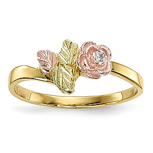 Jewels By Lux 10k Yellow Gold and White Gold Black Hills Gold Diamond Rose Ring