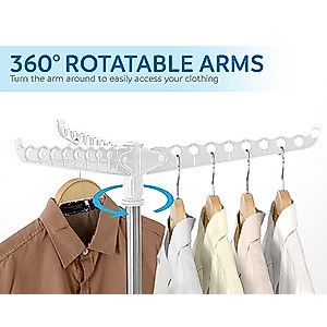 Laundry Drying Rack Foldable 59 Inch Clothes Drying Rack, 3 Rotatable Arms & 4 Sturdy Legs, Folding Clothes Racks for Hanging Clothes in Small Areas (White)