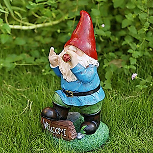 Gnomes Garden Decor, 13.5" Tall Solar Large Inappropriate Funny Gifts Gnome Outdoor Statues for Yard, Patio, Lawn, Outside Naughty Gnome Garden Decorations Gift for Men Women