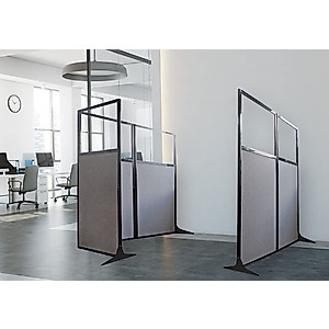 Versare Workstation Partition | Portable Wall Divider | Modern Office Cubicle | Free Standing Privacy Screen | Flexible Work Space | 66" x 70" W/Window, Cloud Gray Fabric Panels