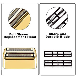 Replacement Foil and Cutter for Barberology Electric Shaver, Double Foil Shaver Replacement Head, Replacement Head Compatible with BaBylissPRO Barberology FXFS2 Electric Razors(Gold)