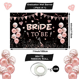 ArtAubrey Rose Gold Bride to Be Party Banner - Xtra Large, 72x44 Inch, Bridal Shower Photo Backdrop Bride to Be Backdrop Bachelorette Party Decorations