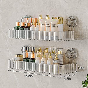 Ankoox Shower Caddy Suction Cup Bathroom Shower Organizer for Bathroom Storage Home Decor & Kitchen No Drilling Large Capacity Removable and Reusable Shower Shelves for Inside Shower. (clear, square)