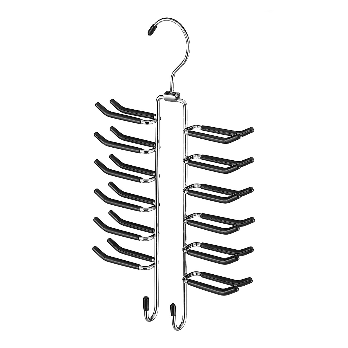 Whitmor Swivel Tie Hanger with Belt Loops Chrome / Black