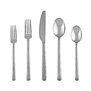 Cambridge Silversmiths Henrietta Hammered Mirror 20-Piece Flatware Set