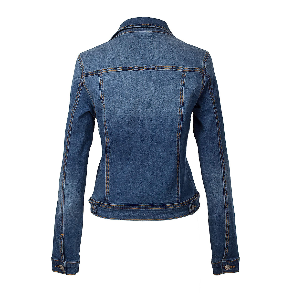 Design by Olivia Women's Classic/Destroyed Vintage Washed Long Sleeve Denim Jean Jacket Medium Denim L