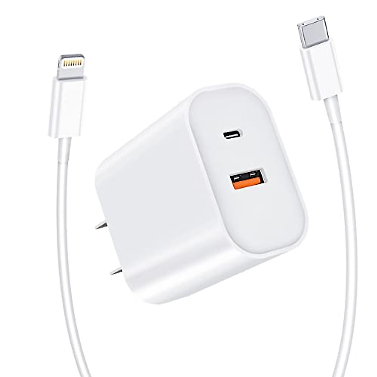 [Apple MFi Certified] iPhone Fast Charger, 20W PD + QC 3.0 Dual Port USB C Wall Charger Plug with 10FT Extra Long USB C to Lightning Fast Charging Data Sync Cord for iPhone 13 12 11 XS XR X 8 iPad