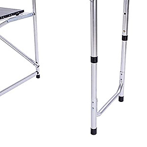 CAMP SOLUTIONS Camp Kitchen Table with Storage Organizer, Outdoor Cooking Table, Grill Tables for Outdoor,Portable Aluminum Windscreen Hooks for BBQ, Party (White)