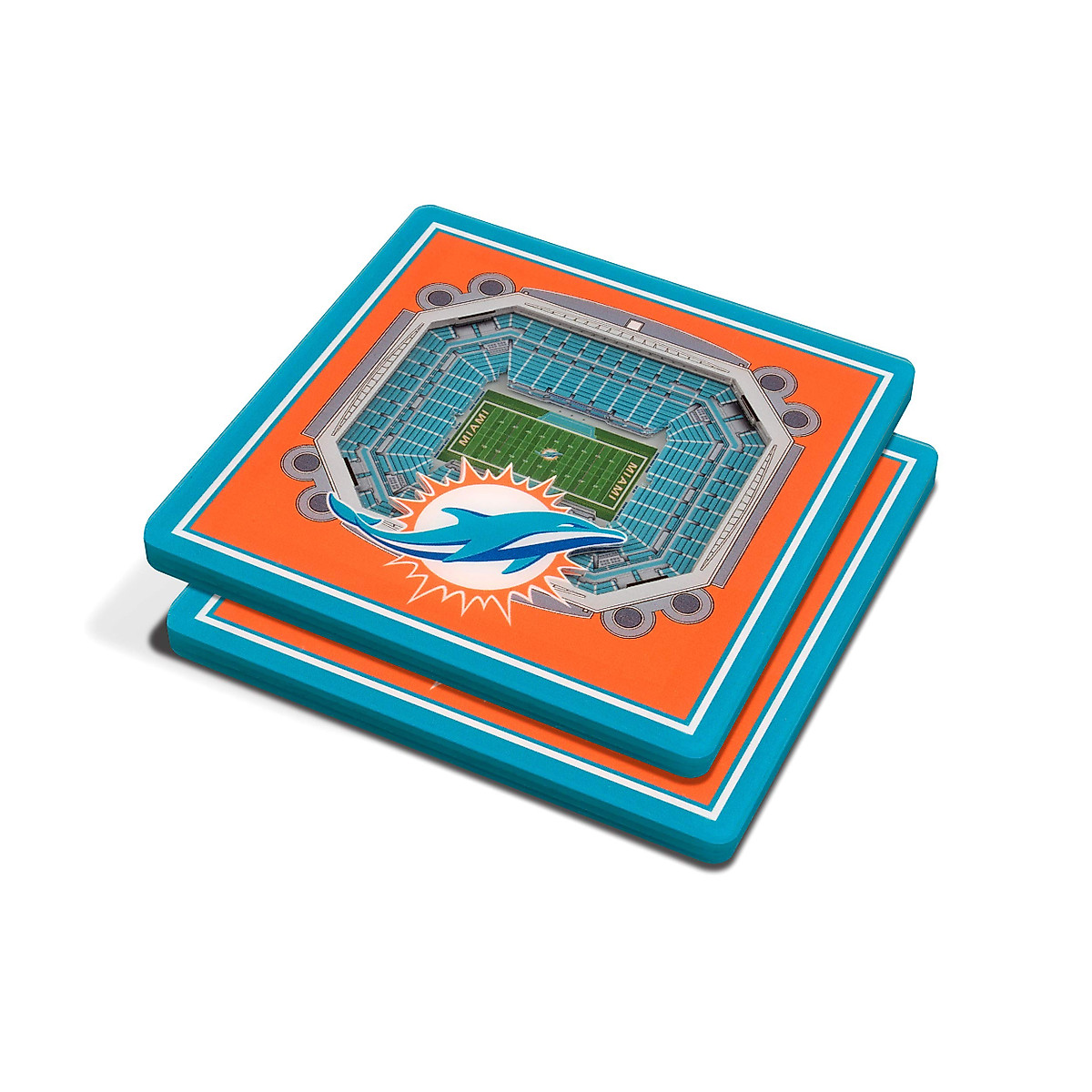 YouTheFan NFL Miami Dolphins 3D StadiumView Coasters - Hard Rock Stadium, 1 Count (Pack of 2)