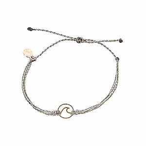 Pura Vida Rose Gold Wave OG Bracelet - Plated Charm, Adjustable Band - 100% Waterproof