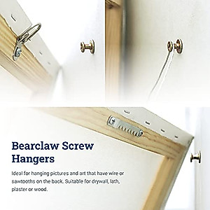Bear Claw Screw Hanger Gold - 30lb Picture Hooks - 4-in-1 Hanging Screws for D-Rings, Sawtooth, Wire and Keyholes - Mounts in Drywall and Wood Studs 30 Pack